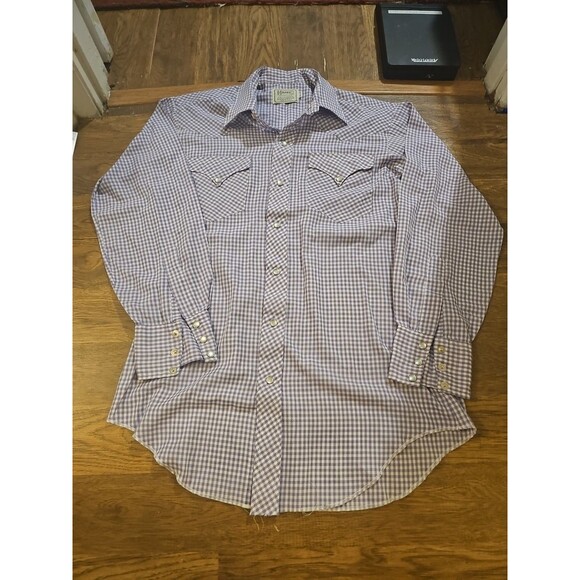 H Bar C | Shirts | Vtg 8s H Bar C Shirt Mens 55x33 Purple Plaid Pearl ...